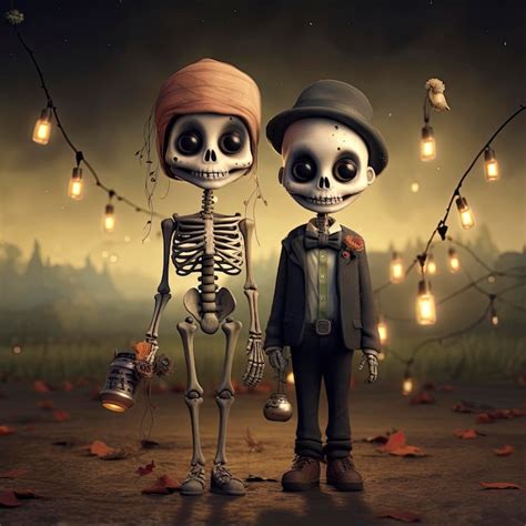 Premium Ai Image 3d Cute Skeletons
