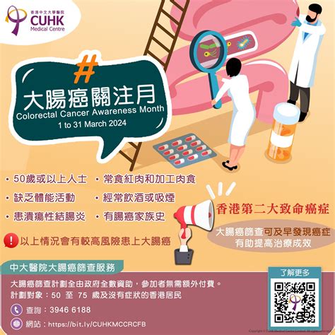 健康錦囊 大腸癌關注月 美國疾病控制及預防中心每年定於 3 Cuhk Medical Centre