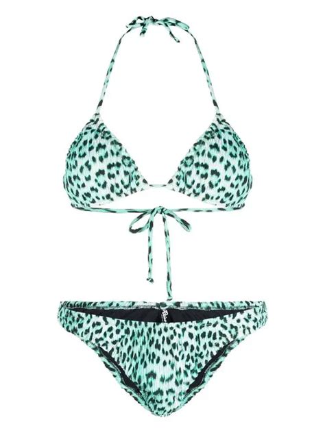 Reina Olga Leopard Print Triangle Bikini In Blue 35 Off Editorialist