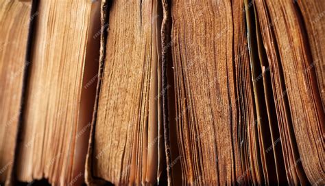 Old Book Pages Spine Texture Vintage Paper Stack Background Selective
