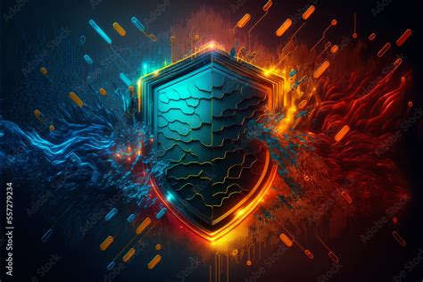 Cyber Attack Security Shield Firewall Interface Protection Concept