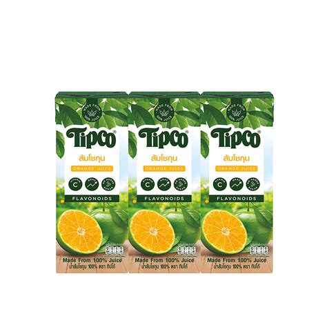 Tipco Shogun Orange Juice 100percent 200ml Pack 3