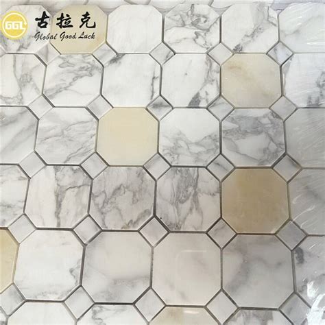 Calacatta Gold Marble Octagon Shape Marble Mosaic For Floor Wall Tiles