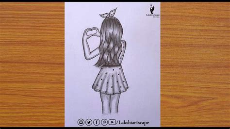 A Drawing Of A Girl With A Bird On Her Head Holding A Heart Shaped Object
