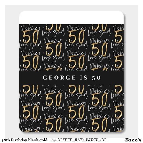 50th Birthday Black Gold Glitter Modern Elegant Breath Savers® Mints