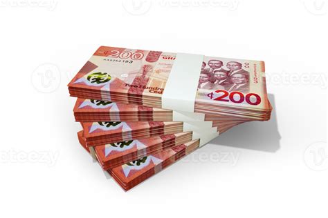 3d Rendering Of Stacks Of Ghanaian Cedi Notes Bundles Of Ghanaian Currency Notes Isolated On