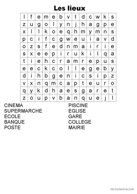 Les Lieux Français Fle Fiches Pedagogiques Pdf And Doc