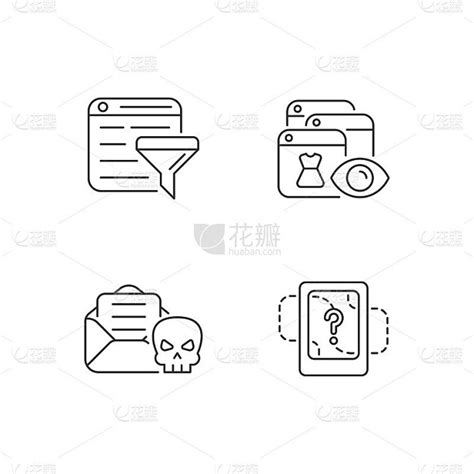 网络监控线性图标集