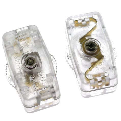 Ruiling 2 Pack Ac 3a 125v Inline Switch Thumbwheel Light Lamp Plastic Clear Housing On Off