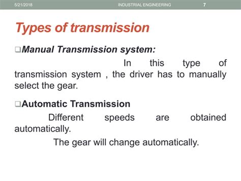 Transmission System Of Automobile PPTX Auto Technology Automotive