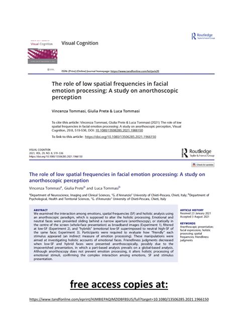 Pdf The Role Of Low Spatial Frequencies In Facial Emotion Processing