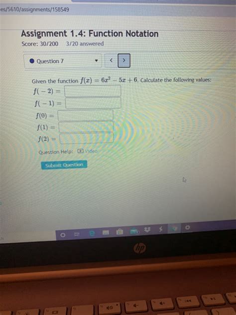 Solved Assignment 14 Function Notation Score 0200 020