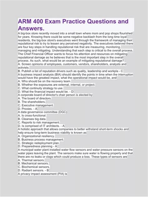 ARM Exam Practice Questions And Answers ARM Stuvia US