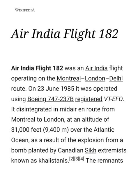 Air India Flight 182 Bombing Overview Pdf