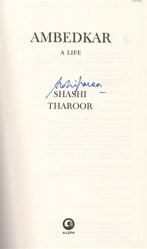Hand Signed Autograph Book Of Author Shashi Tharoor Ambedkar A Life