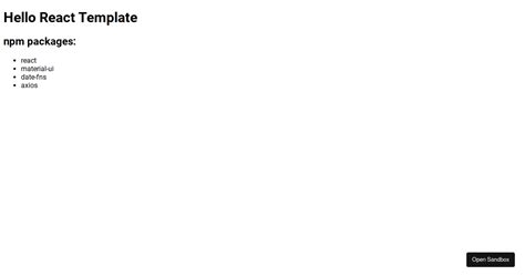 Custom React Template Codesandbox