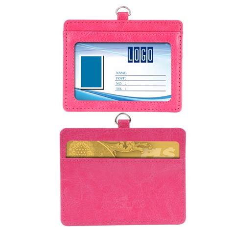 Wisdompro® 2 Sided Horizontal Style Pu Leather Id Badge Holder With 1