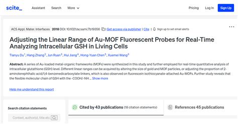 Adjusting The Linear Range Of Au Mof Fluorescent Probes For Real Time Analyzing Intracellular
