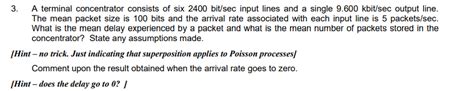 Solved 3 A Terminal Concentrator Consists Of Six2400bit Sec Chegg