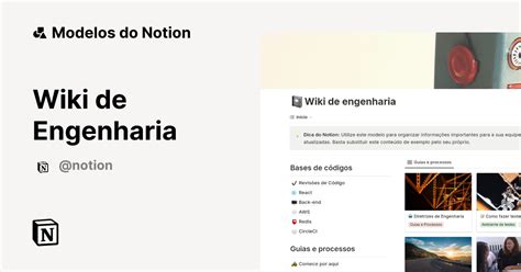 Modelo Wiki De Engenharia 2026 Marketplace Do Notion