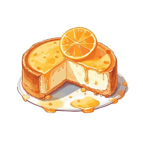 Gâteau Au Citron à L aquarelle Isolé Sur Fond Blanc Vecteur Premium
