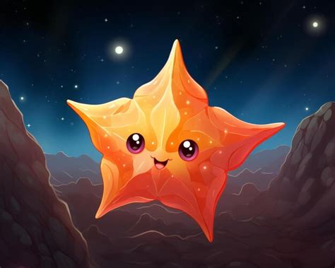 Uma estrela do mar dos desenhos animados no céu noturno Vetor Premium