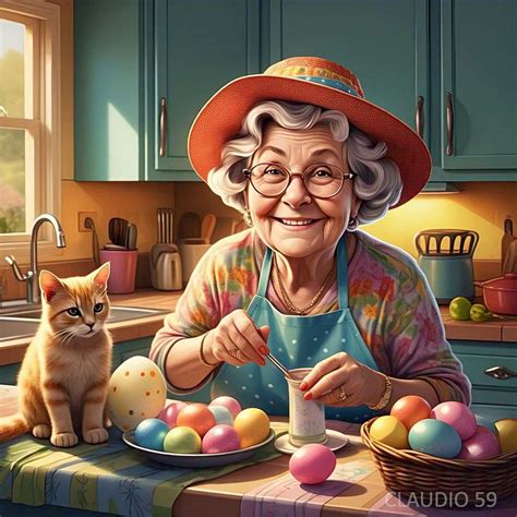 Abuela Pintando Con Su Gato Rompecabezas En Línea