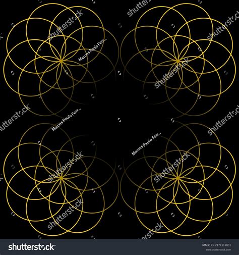 Art Several Yellow Circles Intertwined Background Stock Illustration