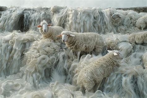 Featuring a Detailed Photograph of the Texture and Colouration of Wool, a Waterfall Made from ...