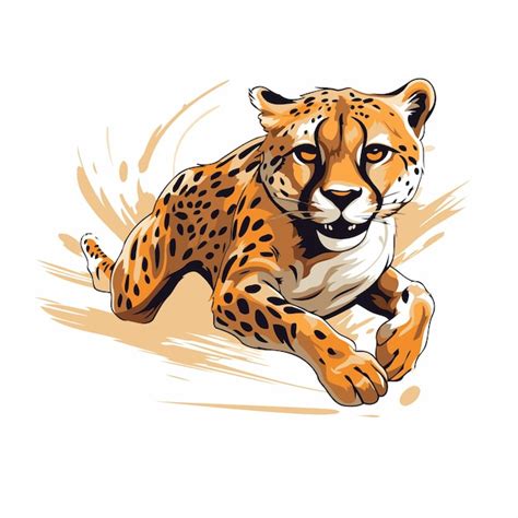 치타 손으로 그린 터 일러스트레이션 바탕에 고립되어 있습니다 프리미엄 Ai 생성 벡터