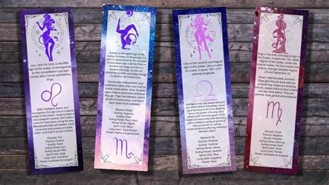 Zodiac Bookmarks Instant Download Zodiac Set Celestial Bookmark Set