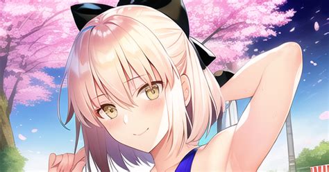 Fategrandorder 桜競泳水着沖田さん Wakiwakiのイラスト Pixiv