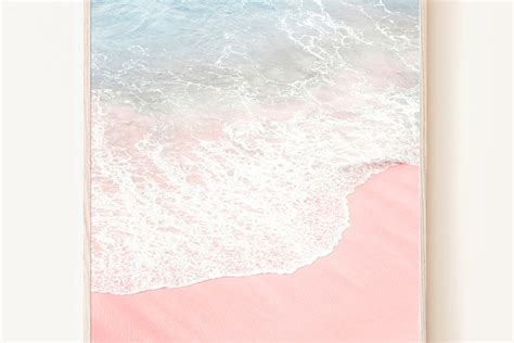 로얄블루아트샵 로맨틱한 핑크샌드 해변과 푸른 파도 바다사진 포스터 위시버킷