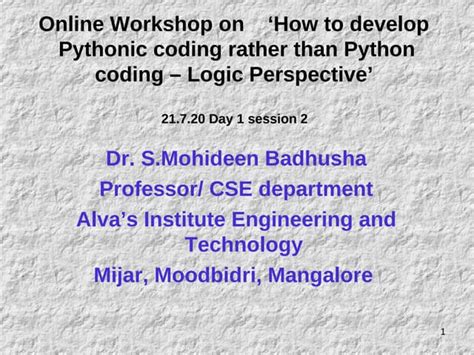 ‘how To Develop Pythonic Coding Rather Than Python Coding Logic Perspective Ppt