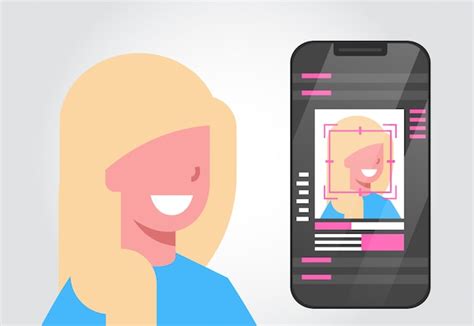 Premium Vector Biometric Scanning System Of Control Protection Smart Phone Scan User Face