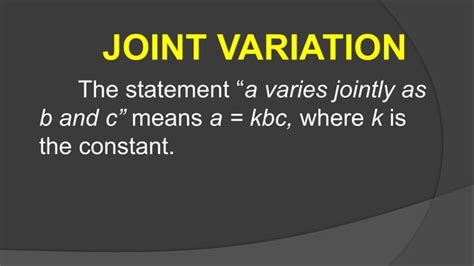 Joint Variation Solve Problem Ppt
