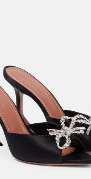 Amina Muaddi Rosie Bow Embellished Satin Mules