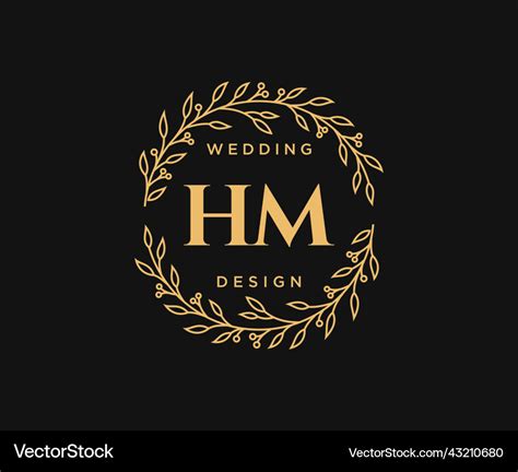 Hm Initials Letter Wedding Monogram Logos Vector Image