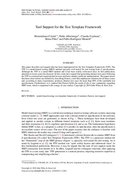 Pdf Tool Support For The Test Template Framework