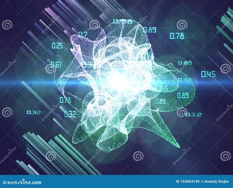 Abstract Particles Flow Analysis On Glow Background Big Data