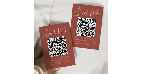 Simple Script Rust Qr Code Wedding Rsvp Enclosure Card Zazzle