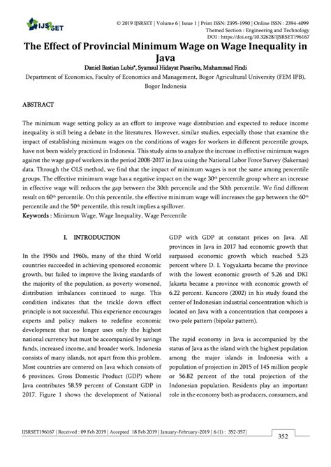 Pdf The Effect Of Provincial Minimum Wage On Wage Inequality In Java