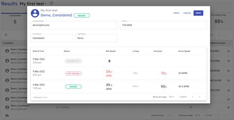 View All Results Of A Candidate Typingtest Pro