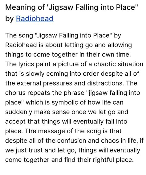 Jigsaw Falling Into Place Radiohead Lyrics Just Lyrics Radiohead