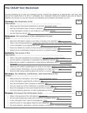 Craap Worksheet Docx The CRAAP Test Worksheet Use The Following List To Help You Evaluate