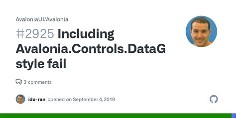 Including Avalonia Controls Datagrid Style Fail Issue