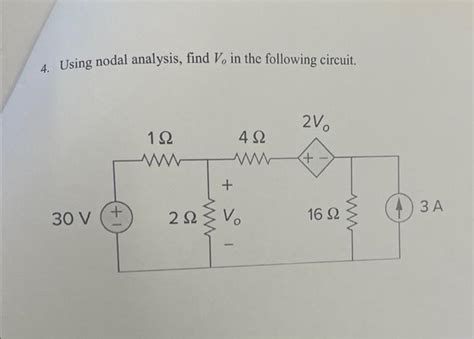 Solved Using Nodal Analysis Find V In The Following Chegg