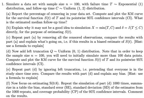 Solved Simulate A Data Set With Sample Size N With Chegg