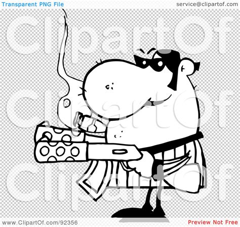 Royalty Free RF Clipart Illustration Of An Outlined Tough Gangster