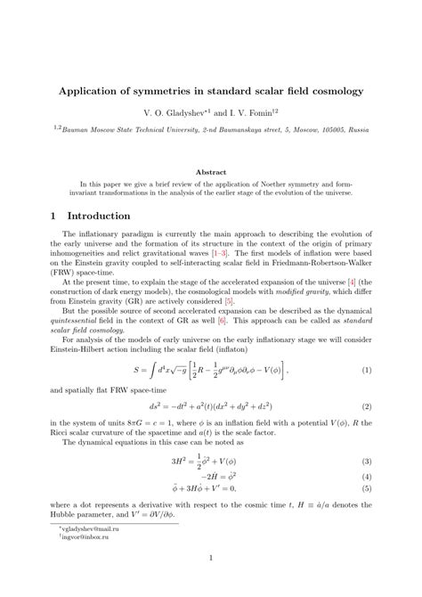 Pdf Application Of Symmetries In Standard Scalar Field Cosmology And Gravitational Wave Research